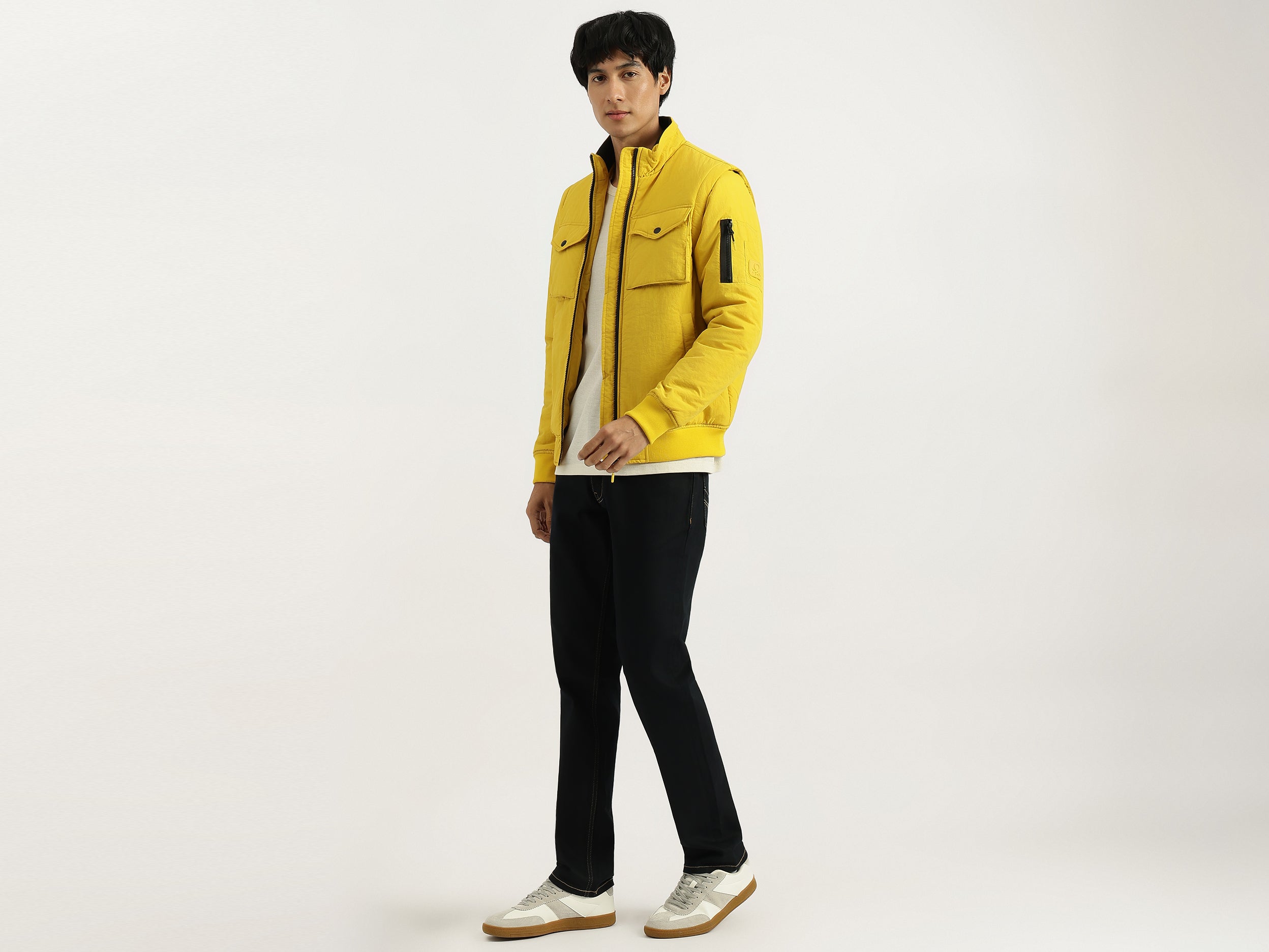 Men Regular Fit High Neck Solid Utility Wadded Jacket – United Colors ...