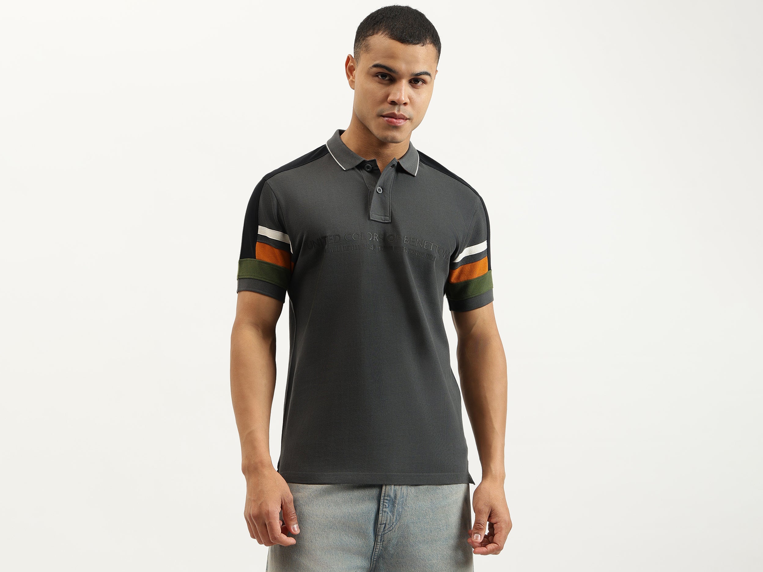 Men Regular Fit Polo Neck Colorblock Pique T-Shirt – United Colors of ...